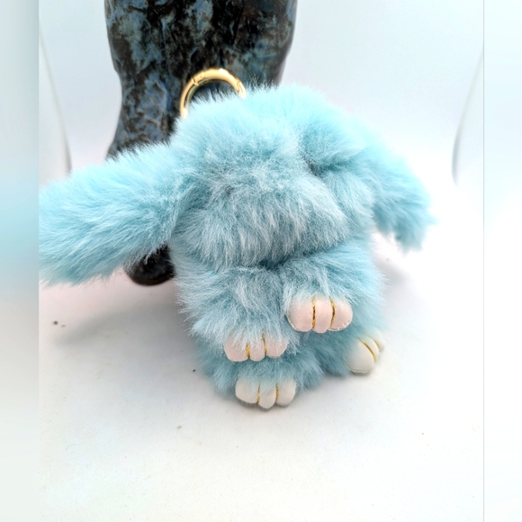 Accessories | Fluffy Blue Bunny Bag Charm Keychain Accessory | Poshmark